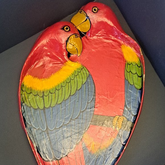 Art | Parrot Paper Mache Red Tray | Poshmark